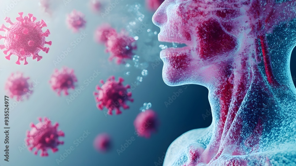 Detailed Closeup View of the Human Respiratory System Highlighting the ...