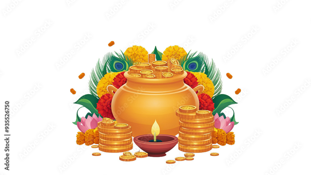 Happy Dhanteras, subh dhanteras, akshaya tritiya, golden kalash with ...
