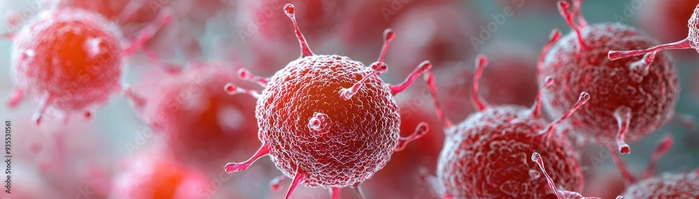 High-definition close-up of cancer cells undergoing mutation ...