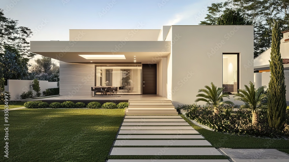 Modern Minimalist House in Beige: Sleek and Contemporary Architectural ...