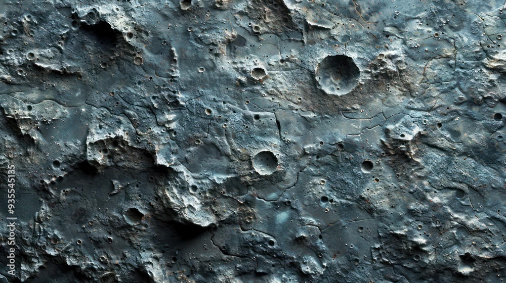 a detailed surface of an asteroid, showing craters and rocky textures ...