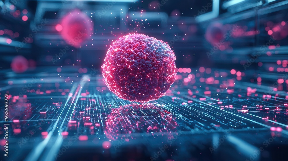 Holographic tumor analysis, digital medical lab, futuristic cancer ...