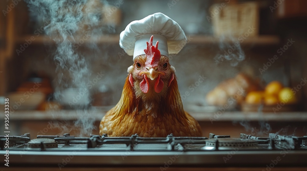In a vibrant kitchen filled with steam and delightful aromas, a chicken ...