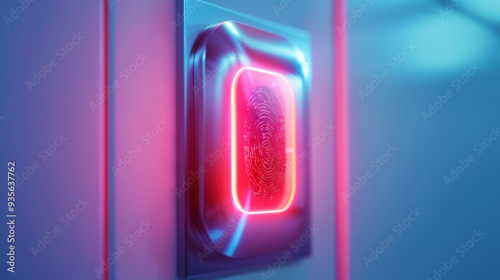 Futuristic button with neon light. Perfect for technology, sci-fi, and ...