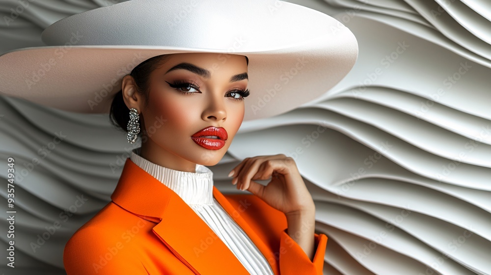 A paper cutout of a fashion model wearing a chic outfit with flowing ...
