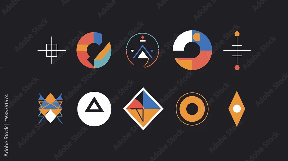 Using geometric shapes in logo design, circles, squares, and triangles ...