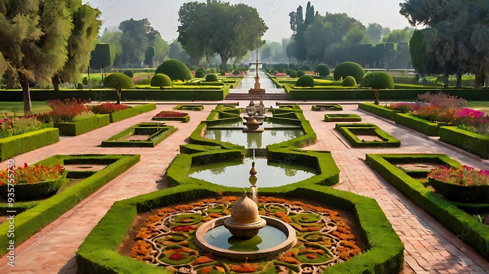 Foto de Intricate Mughal Garden Design Highlighting Symmetrical Layouts ...