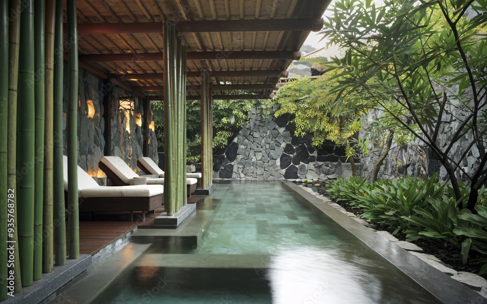 Relaxing Spa with Bamboo, Stone, and Water: Zen Nature Scenery for ...