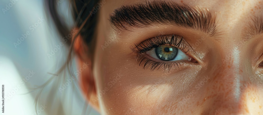 Female woman close up of the head and face showcasing cosmetic makeup ...
