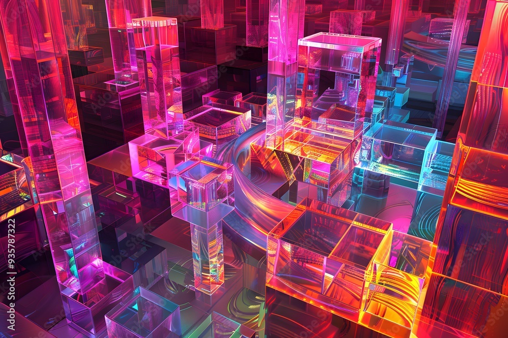 Dynamic Abstract 3D Art with Vivid Interwoven Colors, Twisting ...