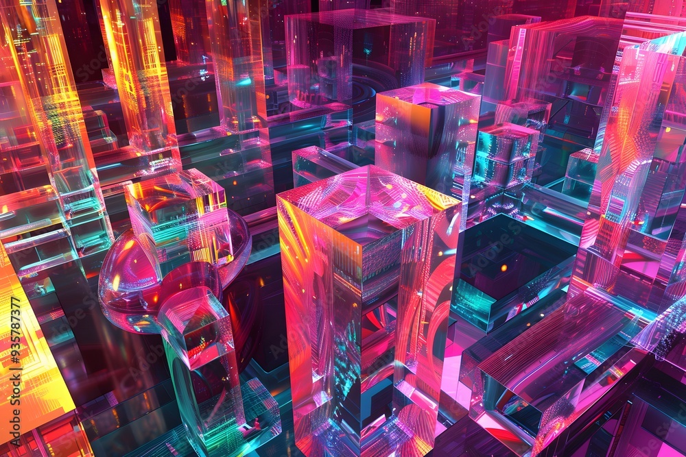 Dynamic Abstract 3D Art with Vivid Interwoven Colors, Twisting ...