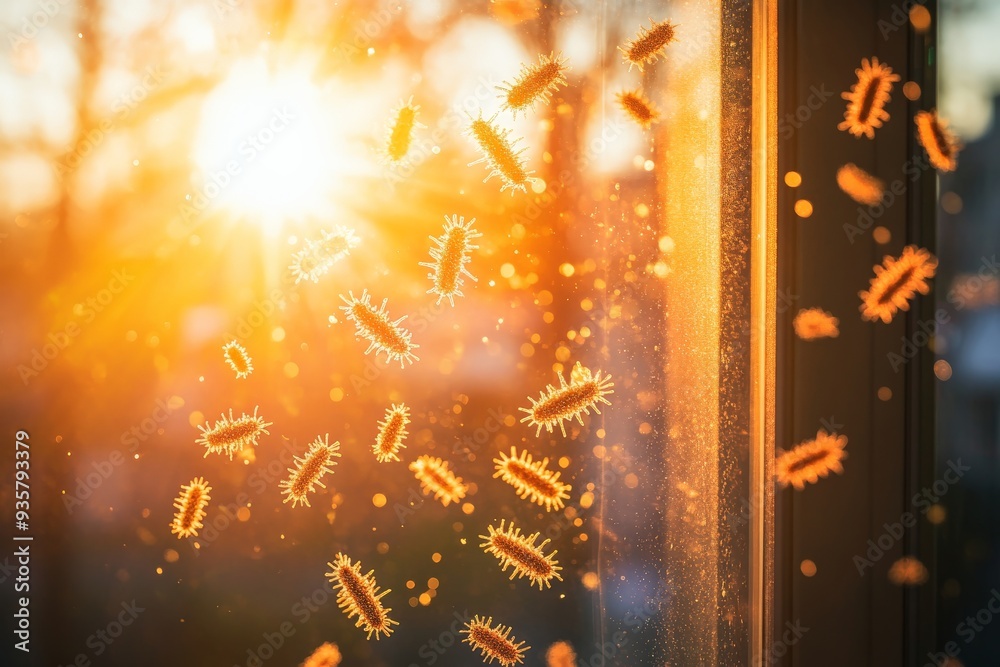 Dust particles illuminated by sun suggest microscopic organisms or ...