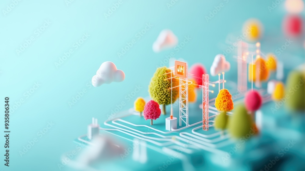 A detailed diagram of a complex energy grid system, showcasing power ...