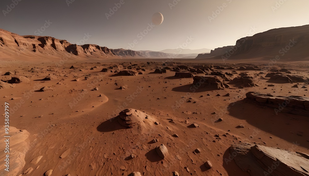 Mars Exploration HDRI - Martian Landscape in 3D Stock Illustration ...