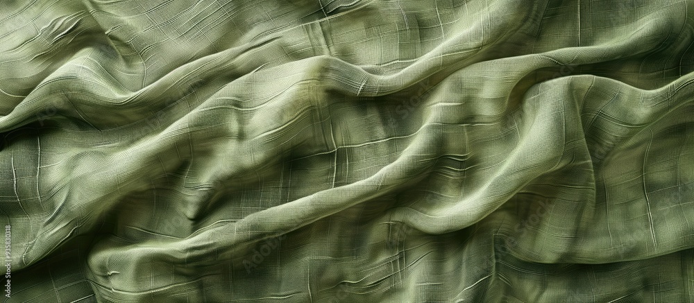 Natural olive green calico cotton fabric swatch featuring a pale rustic ...