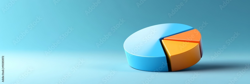 3D Pie Chart with Blue and Orange Sections on Blue Background - A 3D ...