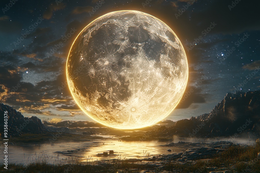 Eerie Moon Casting a Ghostly Glow Over a Haunted Landscape, Spooky ...