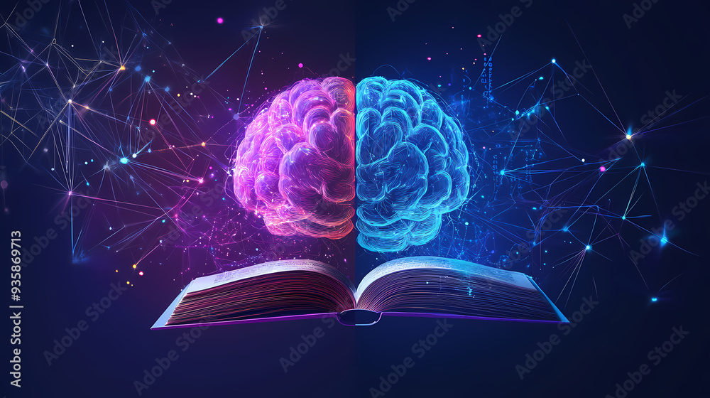 Surreal Illustration of a Human Brain Connected to a Keyboard by Wires ...