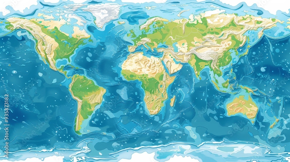 world map highlighting major global climate change impacts, including ...