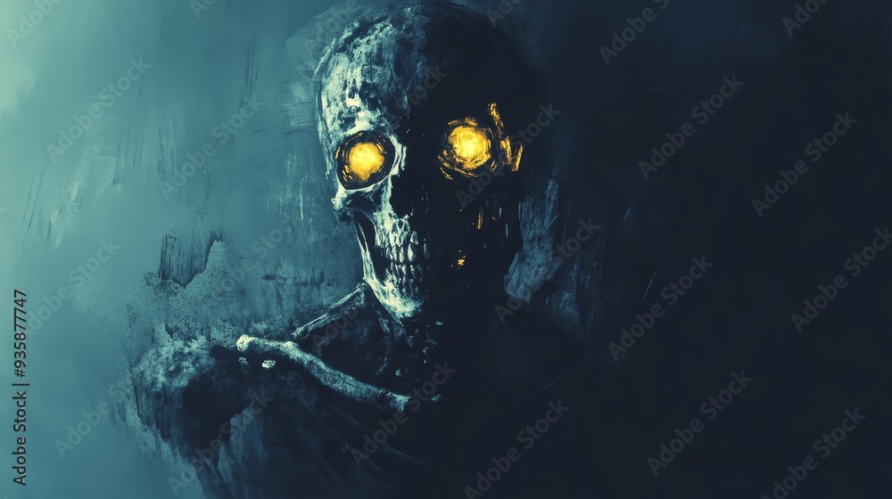Glowing Skull in the Dark, a Spooky and Eerie Stock Photo - A skeletal ...