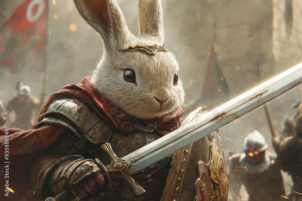 Knight Rabbit: A rabbit in shining armor, wielding a sword and shield ...