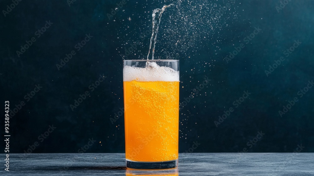 Refreshing Orange Soda Splash in Glass - A tall glass of orange soda ...