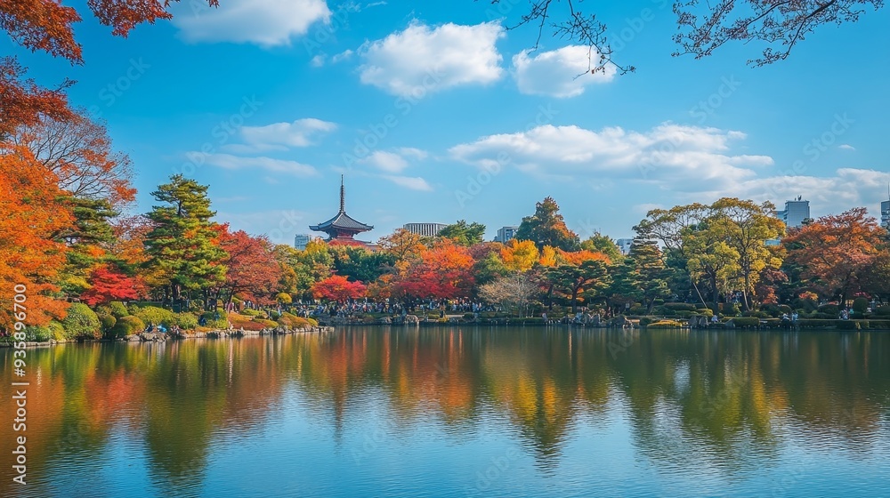 Ueno Park's autumn scenery features Lotus Lake and Shinobazunoike ...