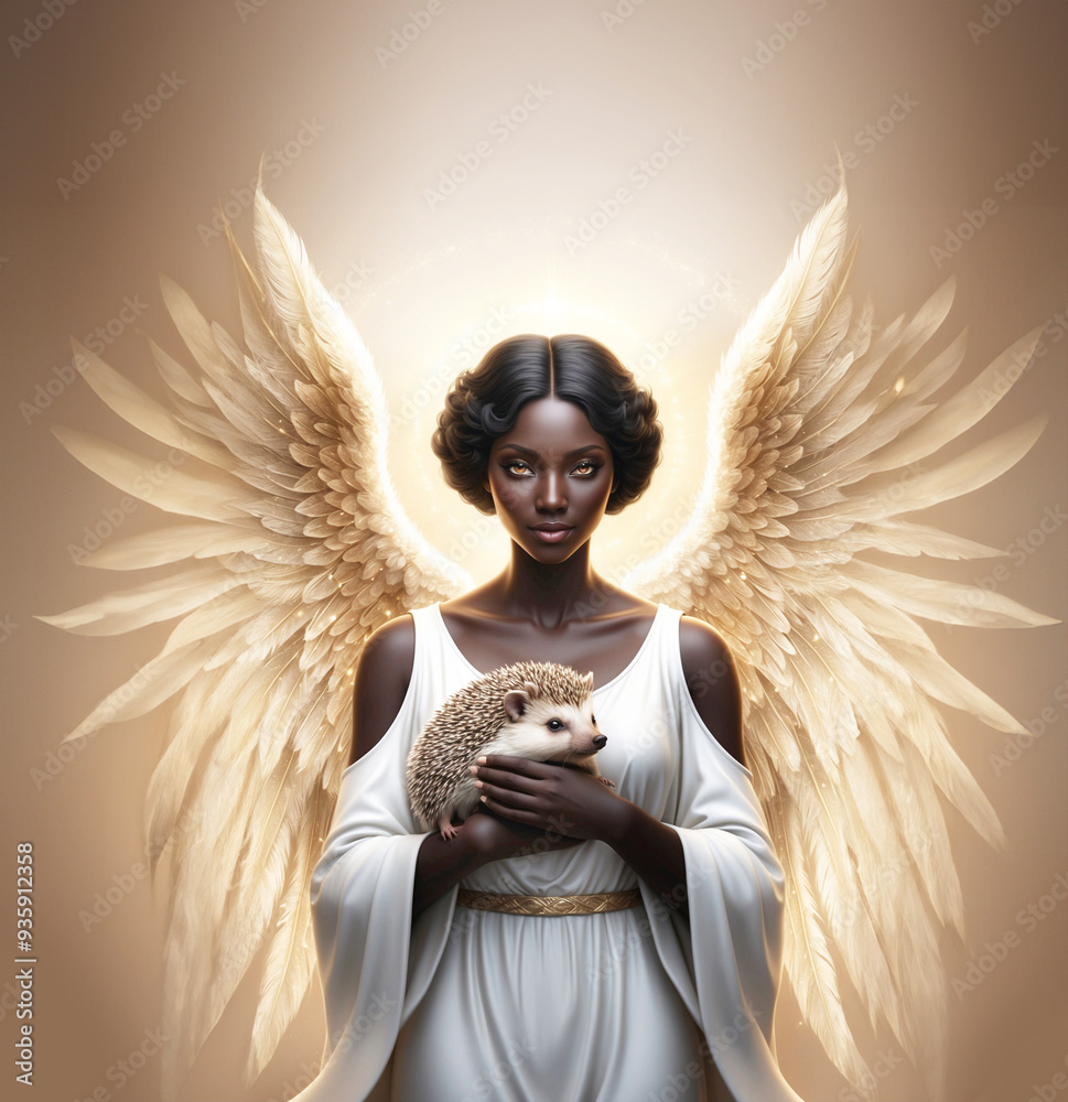 beautiful angel archangel Ariel holding a hedgehog like spiritual and ...