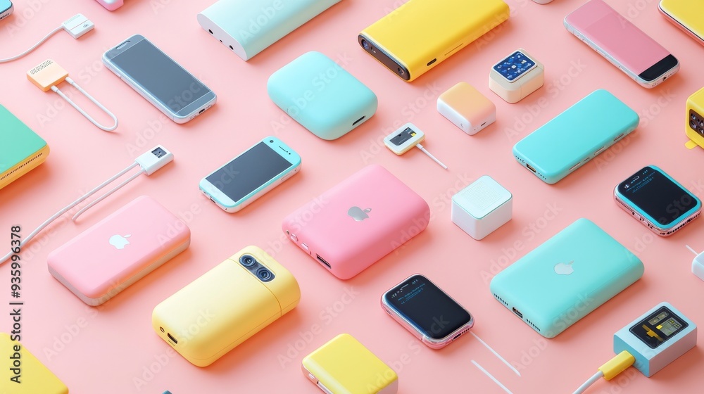 An illustration depicting a phone charger with a 3D USB cable, electric ...