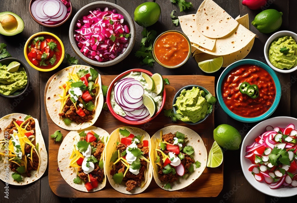 colorful taco spread featuring diverse flavors textures fresh ...