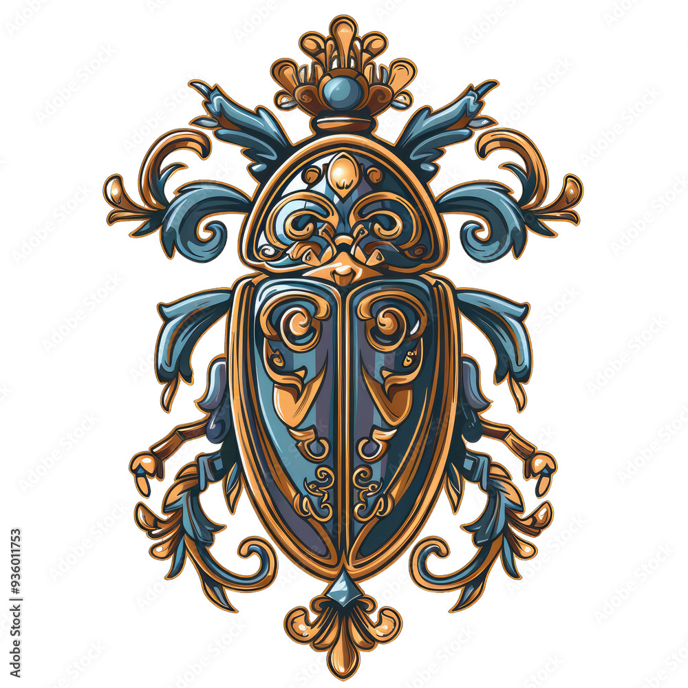 Intricate beetle design featuring ornate details and a vintage color ...