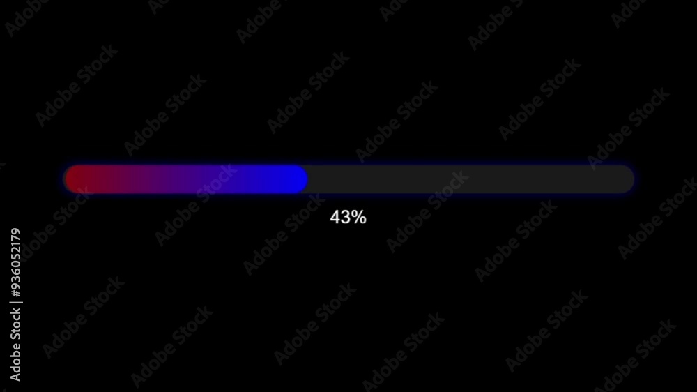 Shaking Loading Bar to 100% Animation on Black Screen. Chroma Key ...