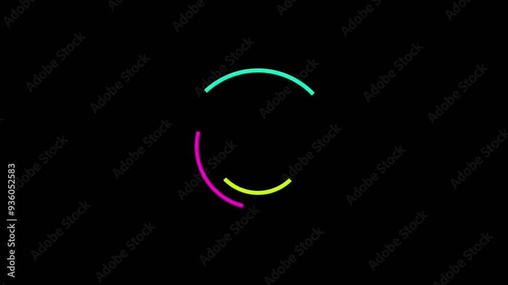 Animated Colorful Loading Circle on Black Screen. Chroma Key Modern ...