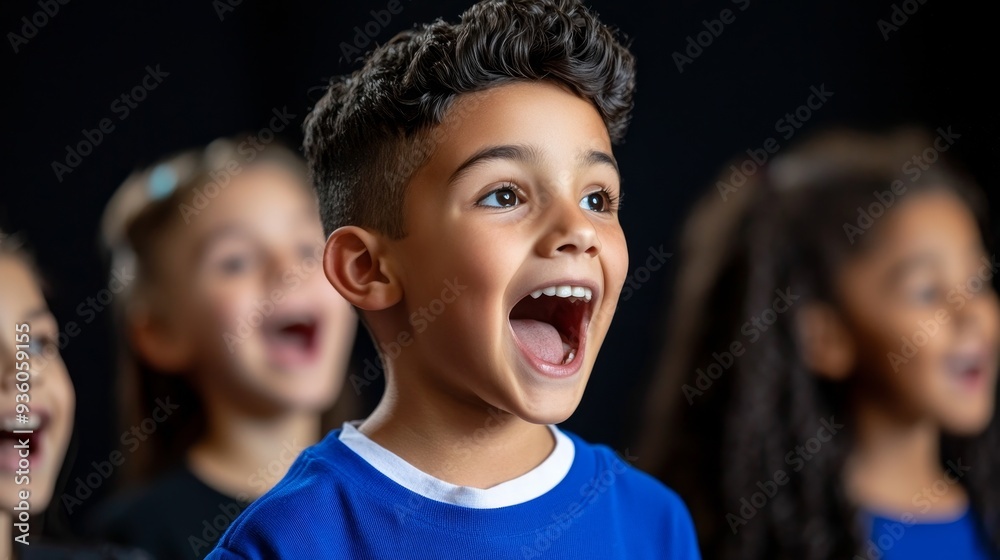 Students practicing drama exercises during theater class in a school ...