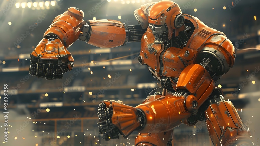 Robot Wrestler Grappling Opponent: A powerful robot wrestler in the ...