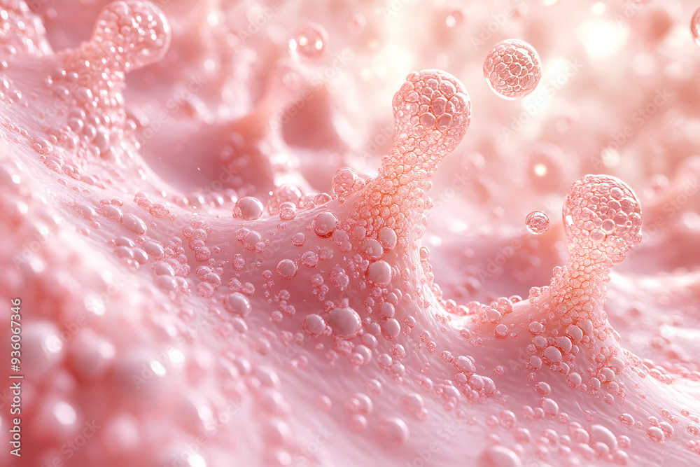 Enhanced visual of skin cells showing collagen and vitamins, focusing ...