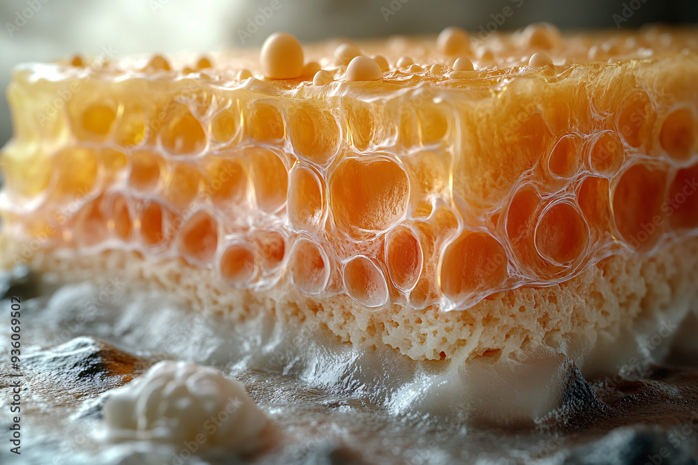 Skin layer model featuring collagen fibers and vitamins, with a focus ...