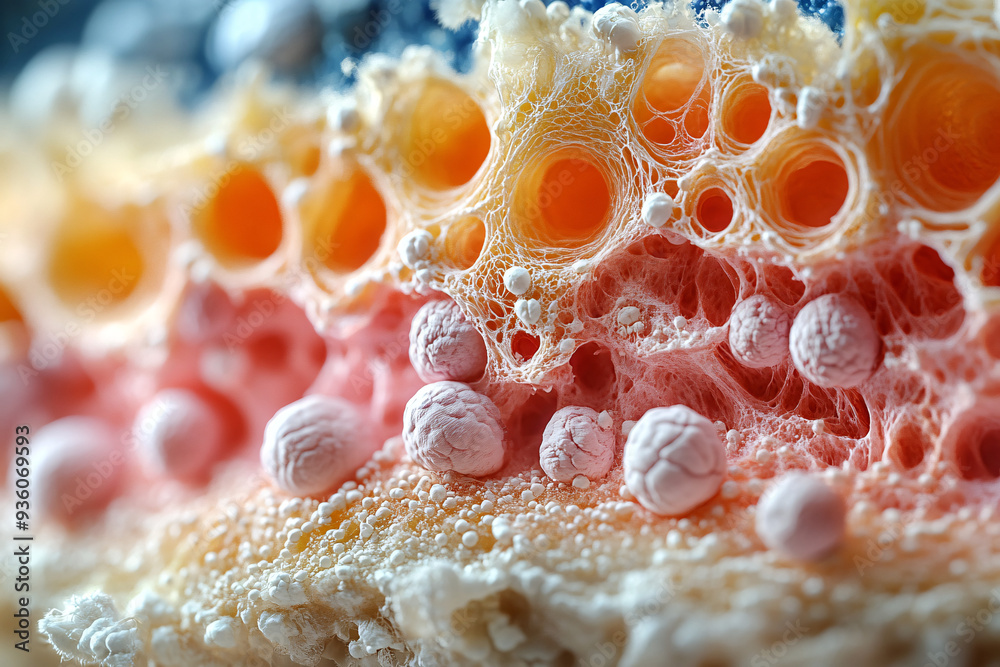 Skin layer model featuring collagen fibers and vitamins, with a focus ...