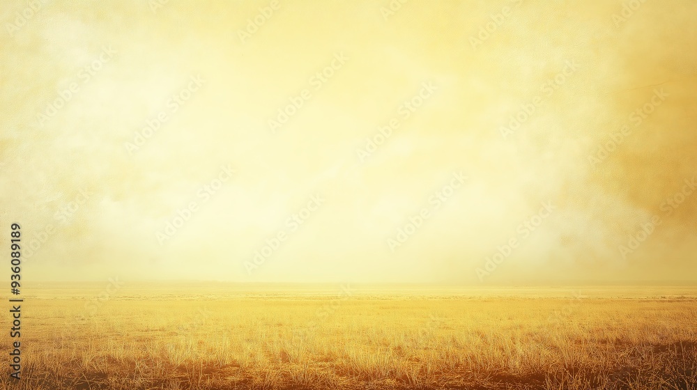 Golden yellow field under a hazy sky, an atmospheric background for ...