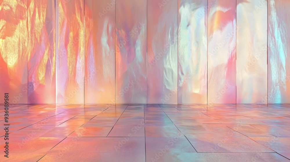 Repeating square shapes create a patterned backdrop that evokes a sense ...