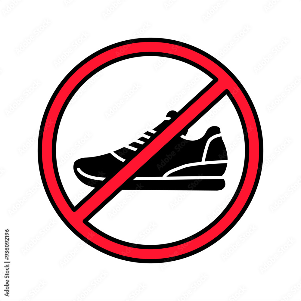 Shoes are not allowed or removing footwear red prohibition symbol ...
