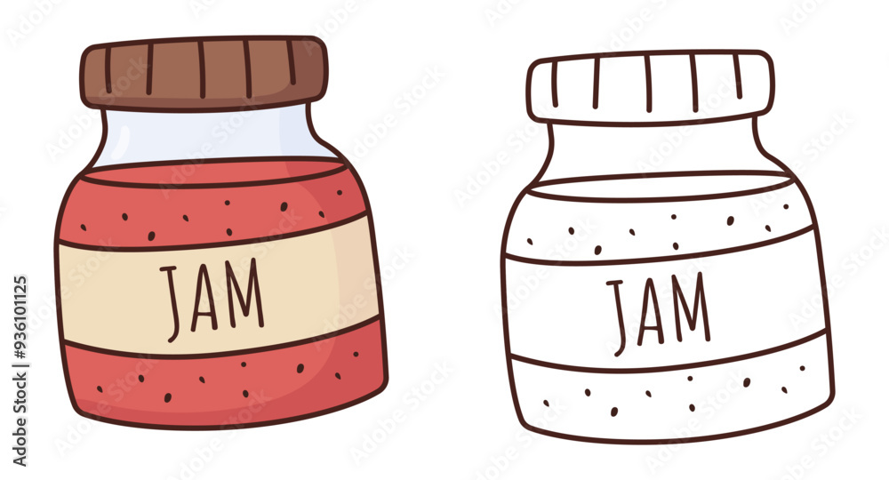 Vetor de strawberry jam package coloring page, outline jam jar vector ...