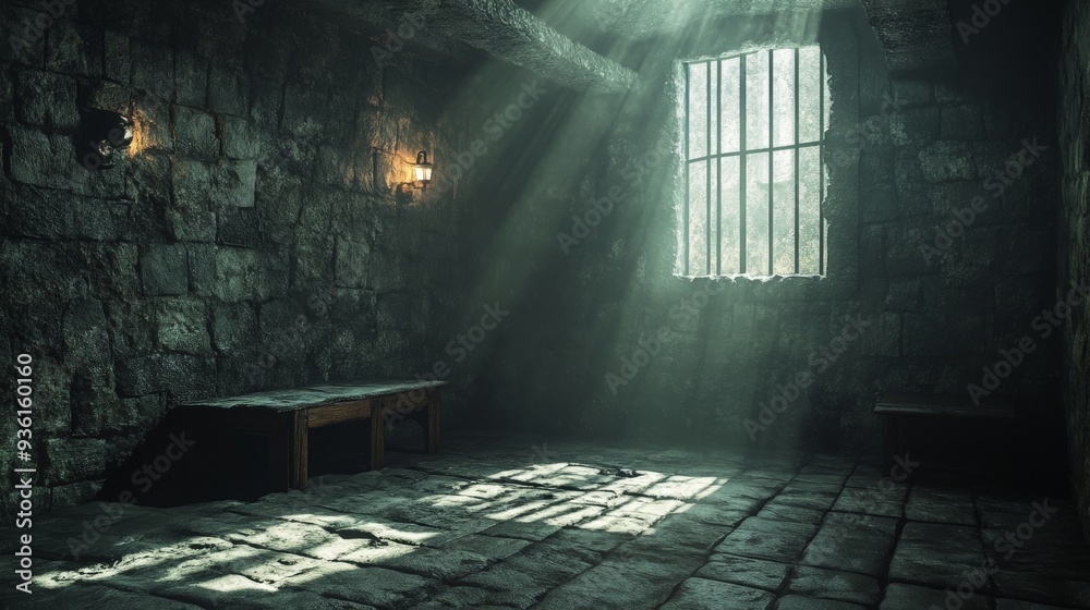 Underground old medieval dungeon jail cells, fantasy aventure tabletop ...