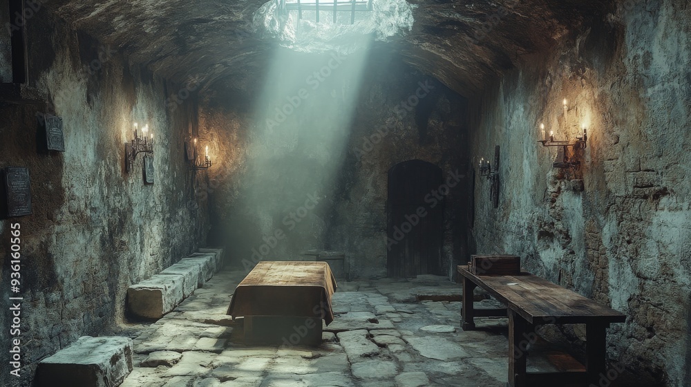 Underground old medieval dungeon jail cells, fantasy aventure tabletop ...