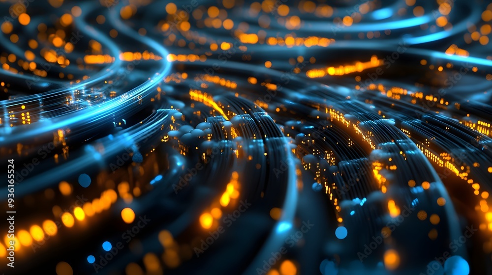 48. A 3D model of an internet backbone with visible fiber optic cables ...
