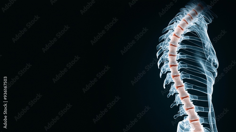 Illuminated Spine: A Detailed X-ray of the Human Spinal Column Stock ...
