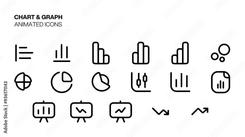 Comprehensive Animated Chart and Graph Icons Pack - Bar Graph, Bubble Chart, Pie Chart, Line ...