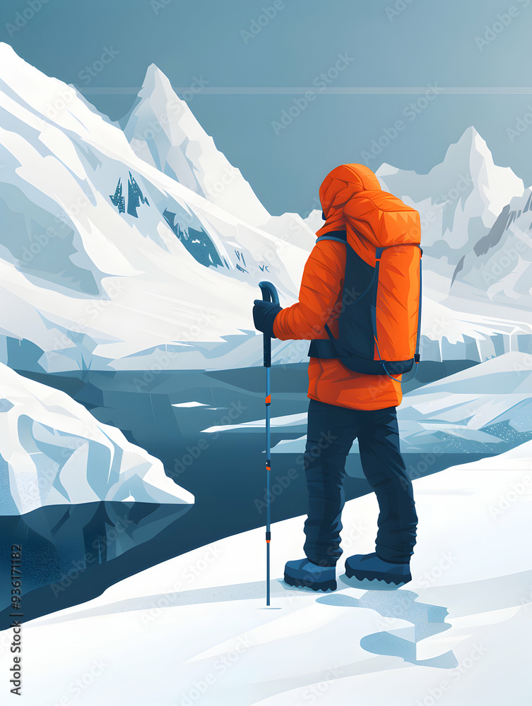 Glaciologist with Digital Tools Conducting Ice Core Sampling in Polar ...