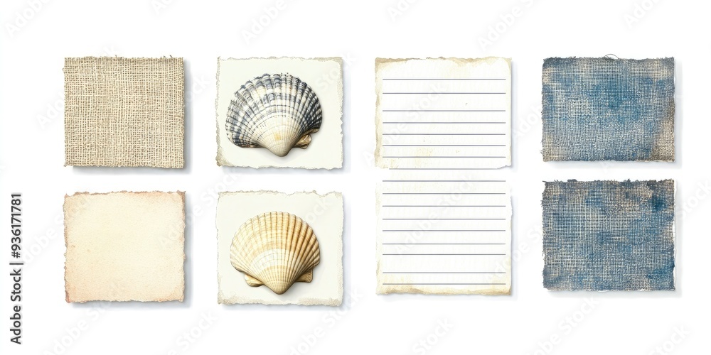 different burlap sticky notes clipart set, Rustic Muted burlap sea ...