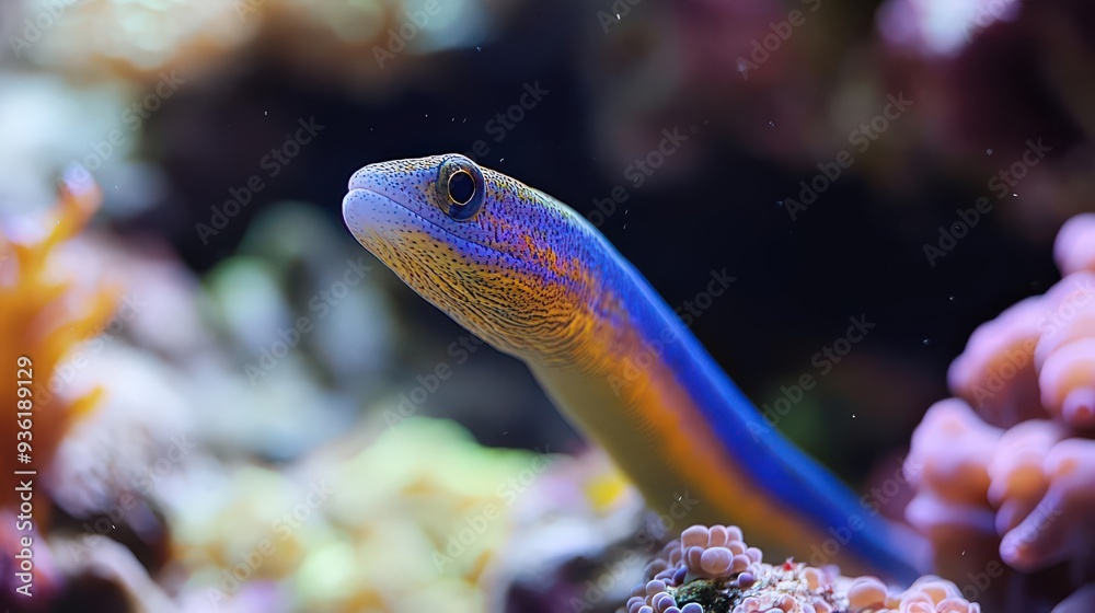 4K Realistic Ribbon eel changing colors as it matures, coral reef ...